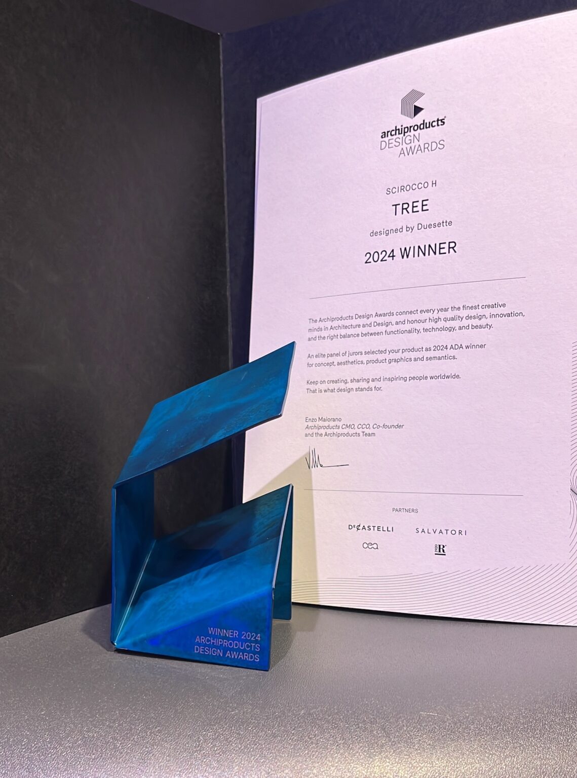 Tree wins Archiproducts Design Awards 2024 - Scirocco H